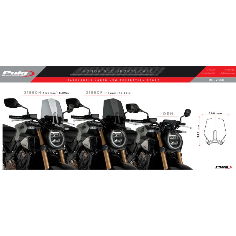 Bulle Sport Honda CB650R Neo Sports Cafe 2024+ / Puig 21960 Coloris Transparent